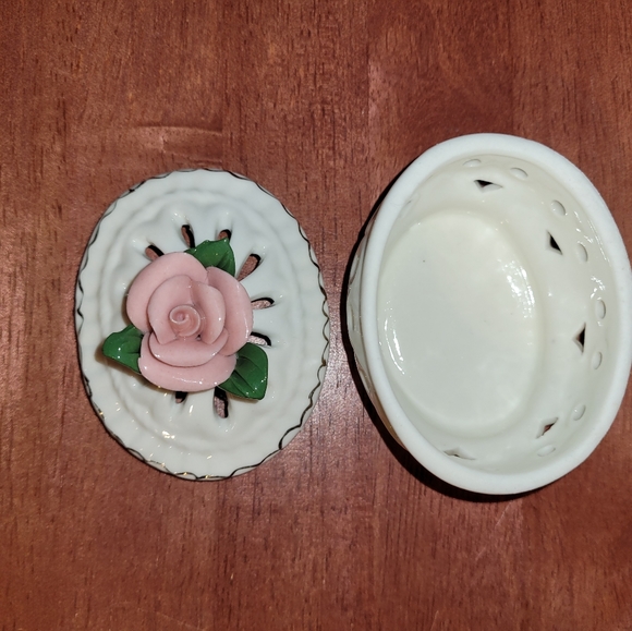 Vintage | Storage & Organization | Capodimonte Pink Rose Oval ...